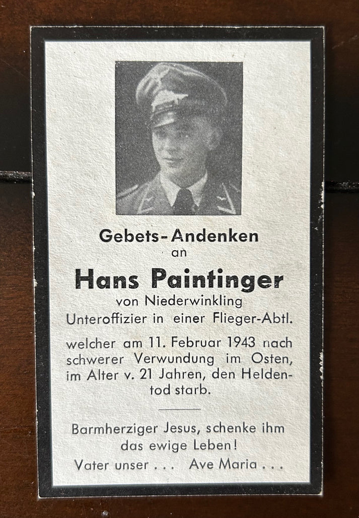 WW2 German Death Card - Luftwaffe NCO, flight unit – ABmilitaria